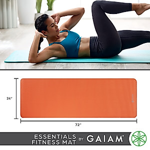 Gaiam Essentials Thick Yoga Mat Fitness & Exercise Mat with Easy-Cinch Carrier Strap, Pink, 72"L X 24"W X 2/5 Inch Thick
