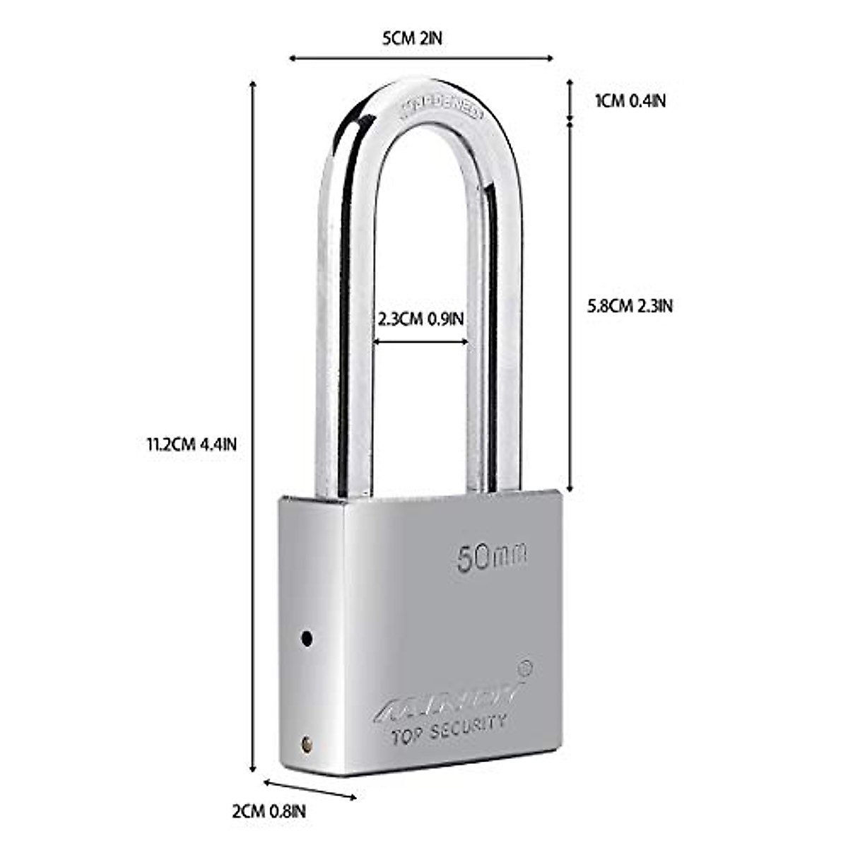 50mm Long Shackle Padlocks for Outdoor Use All Weather Resistant, Alloy Steel Heavy Duty Lock with 4 Keys