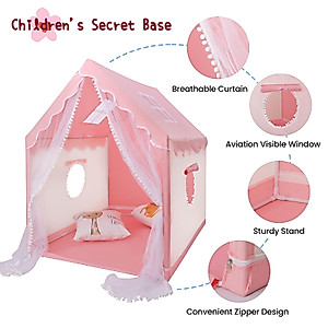 Kids Tent Play Tents for Toddler Children Indoor and Outdoor Large Pink Girls Princess Playhouse Castle with Windows Kids Room Furniture 47" L × 40" W × 52" H