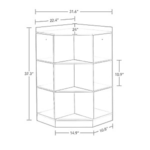 RiverRidge Kids Toy Storage Corner Cabinet with 6 Cubbies & 3 Angled Shelves - Gray Toy Shelf Cubby Corner Storage Shelf Playroom Toy Organizer