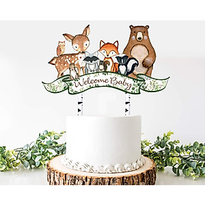 Woodland Baby Shower Cake Topper, Woodland Welcome Baby Topper, Woodland Animals, Baby Shower Decoration