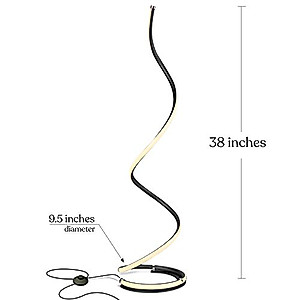 Brightech Allure Floor Lamp for Offices, 37” Bright LED Spiral Compact Lamp, Unique Curved Lamp for Living Rooms, Dimmable Standing Lamp with Built-in Dimmer, Great Living Room Décor – Jet Black