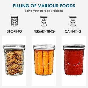 YEBODA 16 oz Mason Jars Wide Mouth Canning Jars 12 Pack Glass Jars with Silver Metal Airtight Lids and Bands for Jam, Honey, Wedding Favors, Shower Favors, Yogurt, Sauces, Overnight Oats