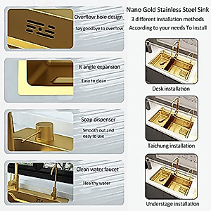 GaRcan Gold Undermount Kitchen Sink Modern Sink Utility Sinks 304 Stainless Steel Commercial Sink Built-in Workstation Sink Farmhouse Sink Laundry