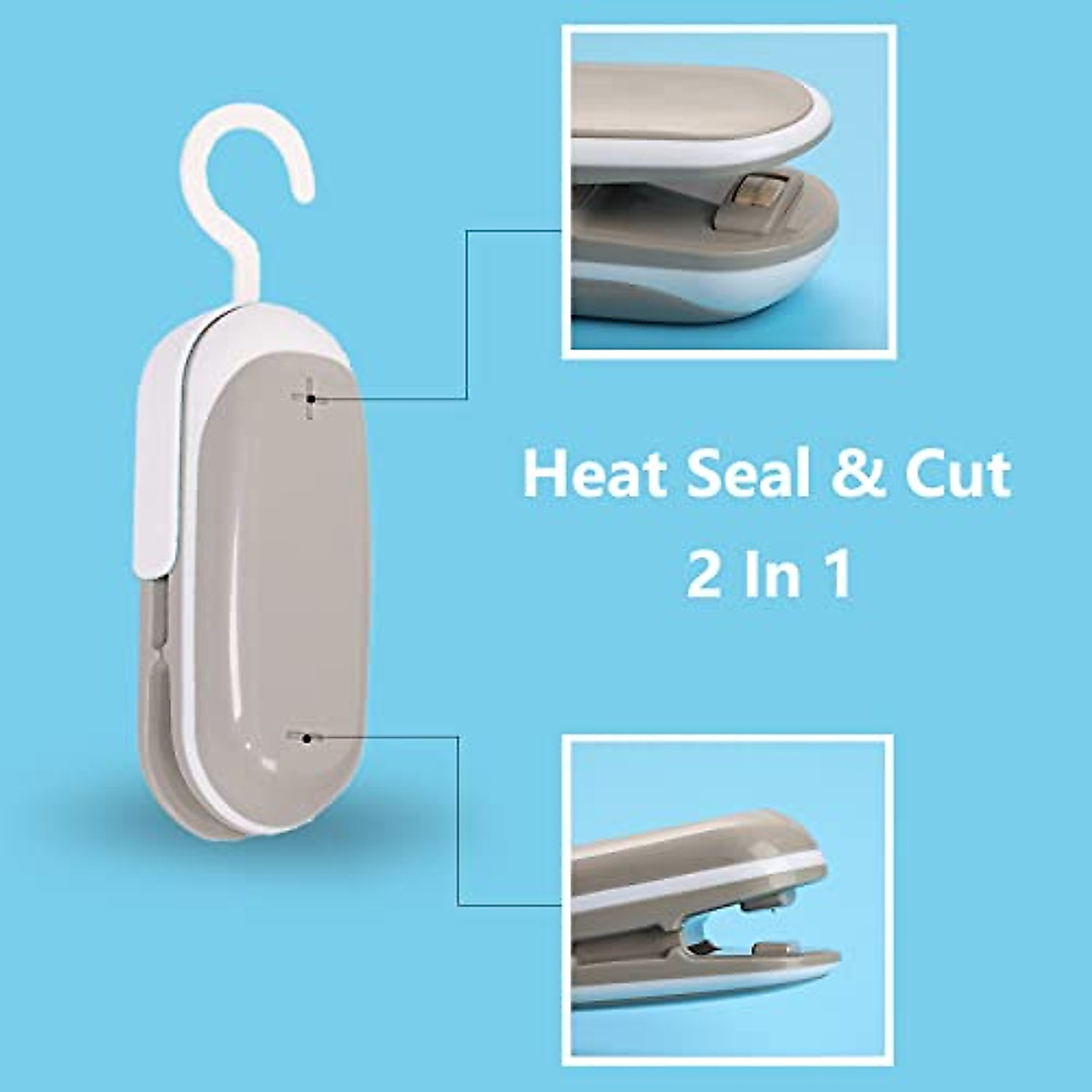 Mini Bag Sealer,2 in 1 Chip Sealer Heat Seal & Cut Portable Mini Sealing Household Machine,Convenient Chip Bag Sealer，Portable Heat Mini Sealer for Plastic Bags,Snack Bag, Fresh Bags