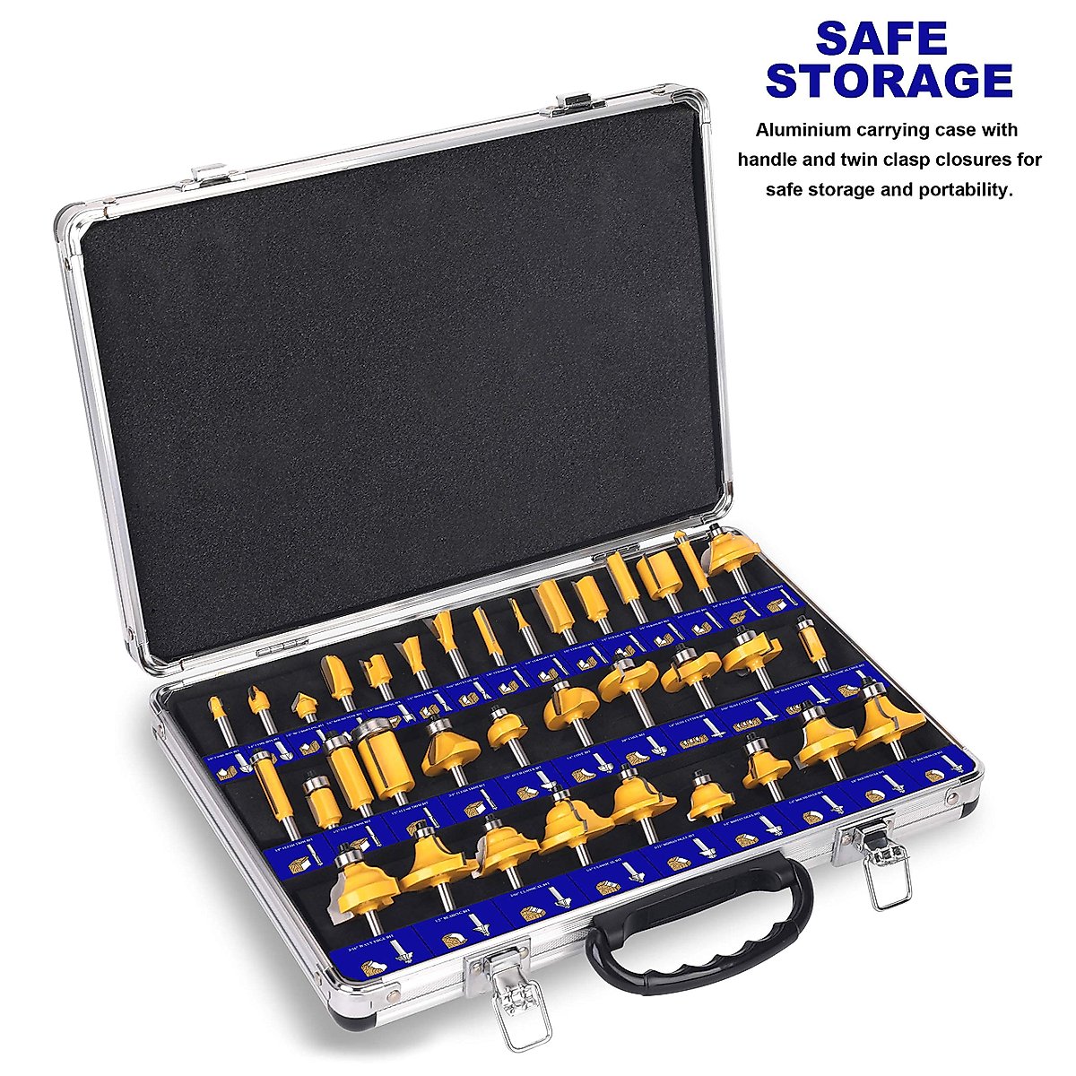 PLATINUMEDGE Router Bits Set, Tungsten Carbide Router Bits Set 1/4 Shank, Router Bit Kit for DIY, Woodworking Project, 35 Piece Set with Premium Aluminum Carry Storage Case