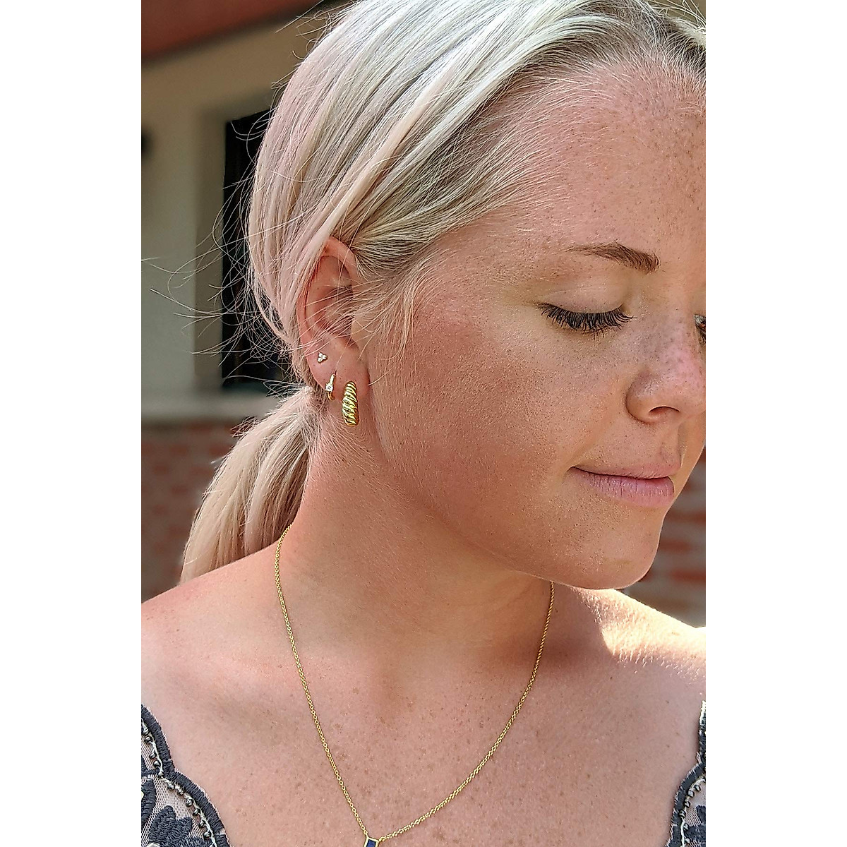 Set of 3 Single Studs in Sterling silver 925 Rhodium Plated Small Stud Earrings Set | Screw Back Studs | Tiny Cartilage Earring | Second Hole Earring | Tiny Three Spheres Three Stone Cluster Flower CZ