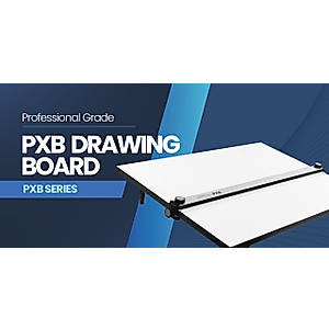 Pacific Arc Table Top Drawing Board with Parallel Bar, White, 30 inches by 42 inches