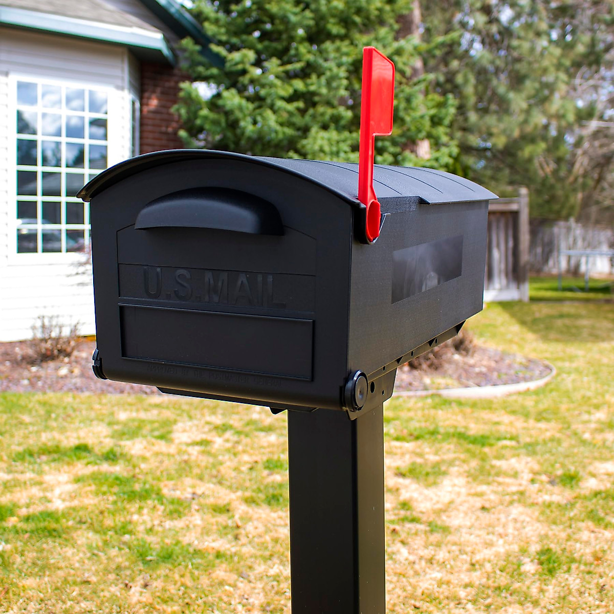 ARCHITECTURAL MAILBOXES Patriot Large Capacity, Plastic Post Mount Mailbox, Black