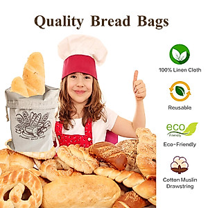 2 Pack of Reusable Bread Bags, Natural Linen Bread Bag for Homemade Bread, Reusable Bread Bags with Liner, Drawstring Linen Bread Bag for Sourdough Storage, Bread Storage (15.7" x12")