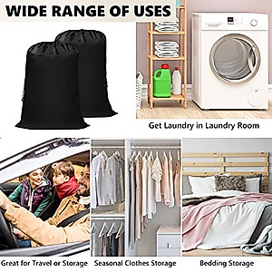 2 Pack Laundry Bags Extra Large Heavy Duty, YOGINGO 28 '' × 45'' Drawstring Nylon Laundry Bag, Durable and Tear Resistant Fabric, Large Capacity, Ideal for Camp, Travel, Laundromat or College Dorm（Black）