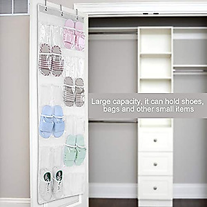 Alvinlite Hanging Shoe Organizer - Over The Door Shoe Organizer with 24 Mesh Large Pockets Door Shoe Rack for Men Women Kids Hanging Door Shoe Holder