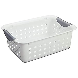 Sterilite 16228012 Small Ultra Plastic Storage Organizer Basket, White (24 Pack)