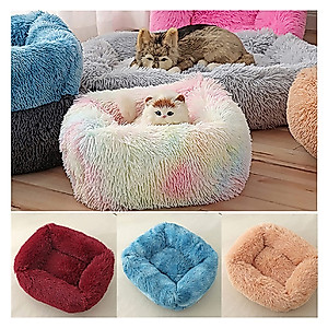 YXXJJ Pet pad Plush Dog Bed Cushion Large Dog Bed House pet Square Cushion Bed pet Kennel Super Soft and Fluffy Comfortable cat and Dog House Soft and Warm, Comfortable to Touch, Easy to Carry