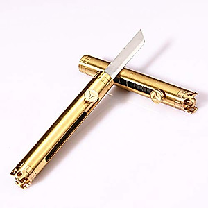 SZHOWORLD Brass Mini Utility Knife - EDC Pocket Knife, Small Compact Box Cutter with Special High Carbon Alloy Steel, Upgraded Version (Brass)