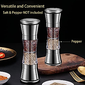 Salt and Pepper Grinder Set,2023 Newest 2 in 1 Salt and Pepper Shakers,Stainless Steel Shakers With Adjustable Coarse Mills,Pepper Shaker Spice Grinder Kitchen Chef Gift,Gift Ideal for Housewarming