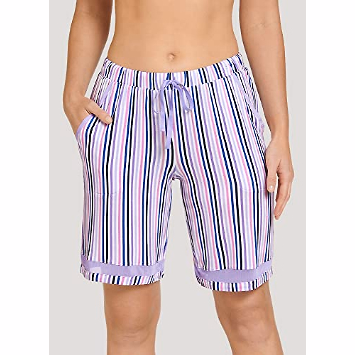 Jockey Women's Sleepwear Cooling Comfort Bermuda Short, Awake Stripe, M