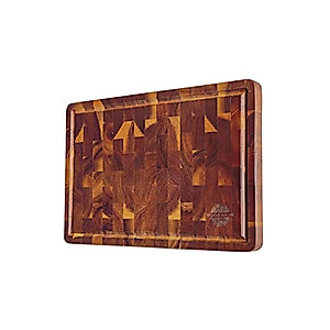 Large & Thick Wood Cutting Board | Natural end-grain acacia wood | Reversible with juice grooves | Chopping Board | Butcher Block