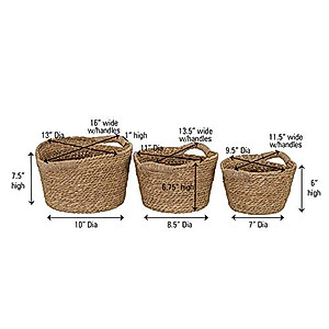 Household Essentials Cattail Woven Wicker Basket Set | Small Medium Large | Brown
