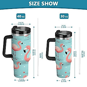 FRCSDIY Flamingos Insulated Tumbler with Handle and Straw Lid,30oz Leakproof Stainless Steel Cup BPA-Free Water Bottle