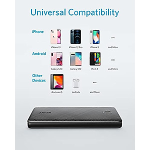 Anker Portable Charger, USB-C Portable Charger 10000mAh with 20W Power Delivery, 523 Power Bank (PowerCore Slim 10K PD) for iPhone 14/13/12 Series, S10, Pixel 4, and More