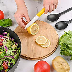 LOVYANXUE Salad Bowl with Lid, 9.8" Large Salad Bowl Set with Lid Spoon Fork, Natural Bamboo Fiber Salad Bowl and 4 small Bowls for Salad, Fruits, Vegetables, Pasta, Popcorn