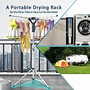 JAUREE Tripod Clothes Drying Rack Folding Indoor, Portable Drying Rack Clothing and Height-Adjustable, Space Saving Laundry Drying Rack with 20 Clips
