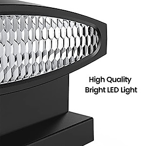 Siedinlar Solar Post Cap Lights Outdoor, 2 Modes 24 LED Solar Powered Fence Deck Light for 4x4 5x5 6x6 Posts Garden Patio Decoration Warm White & Cool White, Black (2 Pack)