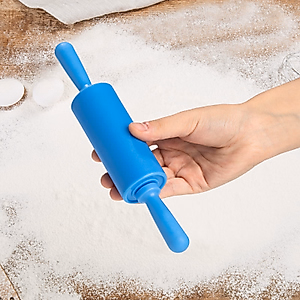 NUOMI Kids Rolling Pins for Baking Playdough 2 Pack Non-Stick Silicone Small Rolling Pins for Home Kitchen,Random Colors