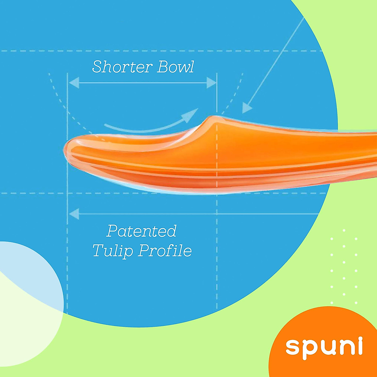 Spuni - First Baby Spoon for 4 Months Onwards, Bubbly Blue and Lucky Lemon Yellow, 2 Pack