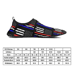 Men's Women's American Thin Red Blue Line Police Firefighter EMT Flag Water Shoes Barefoot Quick Dry Slip-on Aqua Socks for Yoga Beach Sports Swim surf