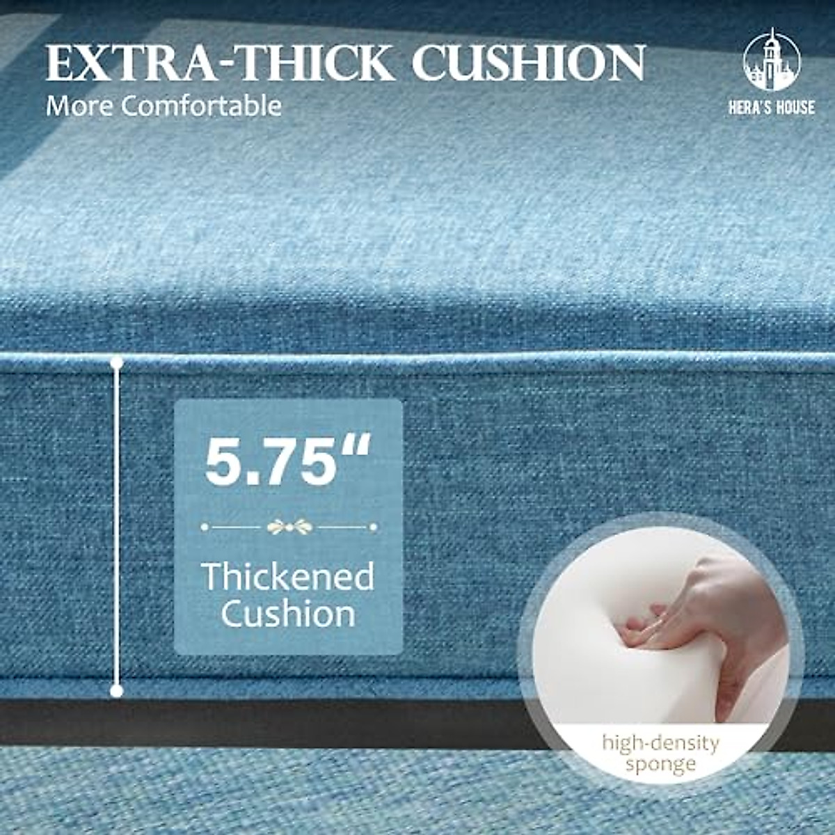 HERA'S HOUSE Patio Furniture Sofa, All-Weather Outdoor 3 Seats Couch, Outdoor Patio Couch with Deep Seating and Olefin Cushions for Lawn Garden Backyard, Navy Blue