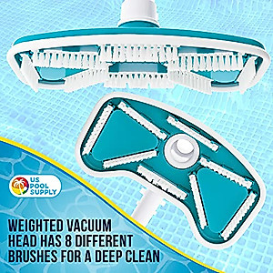 U.S. Pool Supply 11" Weighted Butterfly Pool Vacuum Head, 1-1/4" or 1-1/2" Swivel Hose Connection - Cleans Floor Debris - Safe for Vinyl Lined Pools
