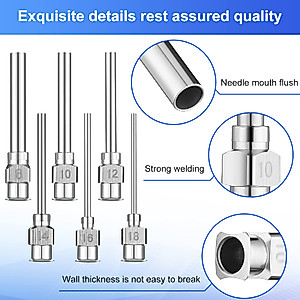 24 Pieces Dispensing Needle 1 Inch Stainless Steel Blunt Tip Luer Connector Stainless Steel Blunt Needles (8, 10, 12, 14, 16, 18 Gauge)