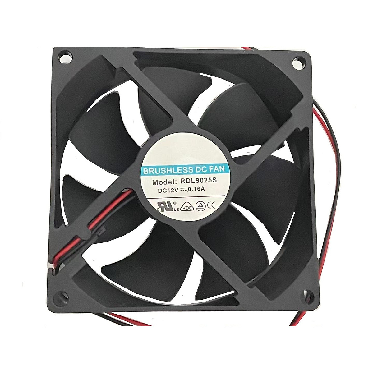 RDL9025S DC12V Brushless DC Fan, 0.16A 9025 2-Wire Cooling Fan