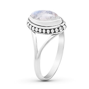 Koral Jewelry Cut Marquise Moonstone Delicate Ring 925 Sterling Silver Vintage Tribal Gipsy Boho Look (7)