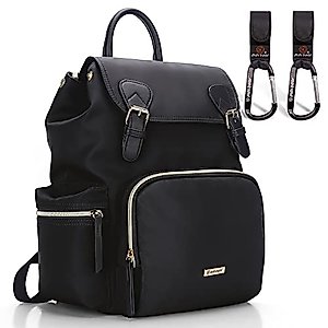 Baby Diaper Bag Backpack with Stroller Hooks, Pipi bear Multi-function Stylish Travel Diaper Back Pack for Mom and Dad, Baby Changing Bag, Maternity Nappy Bag for Boys and Girls, Large Capacity, Black