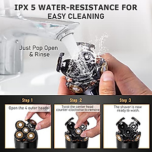 5 in 1 Electric Razor for Men and Women, USB Rechargeable and Waterproof Cordless Trimmer, Includes Rotating Bald Head Shaver, Nose Hair Trimmer, Beard Shaper, Silicone Brush, and Cleansing Brush