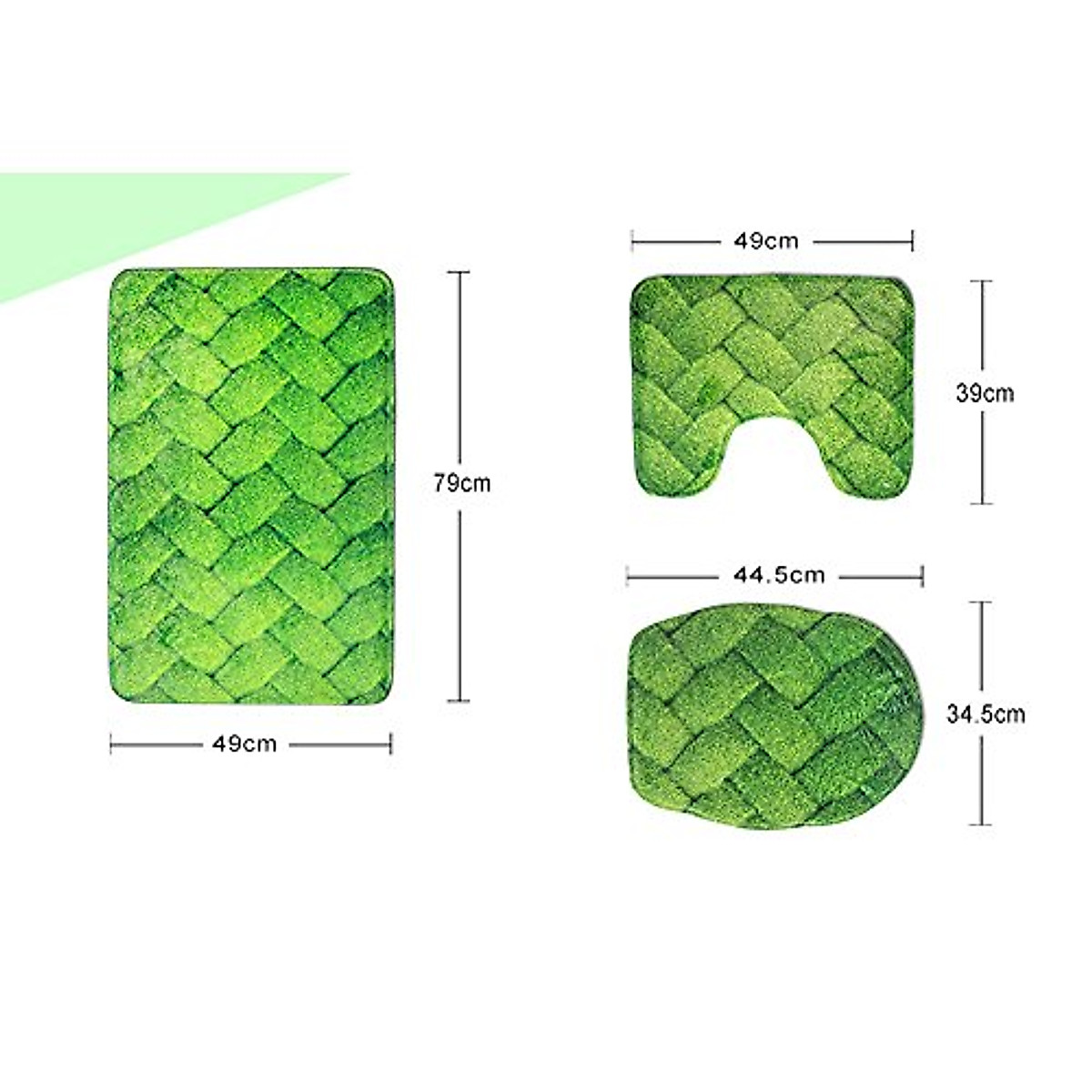 Buybai Funny Modern Home Decor Bathroom Carpet/Contour/Lid Cover Anti-Slip 3 Piece Set Washable (Butterfly)