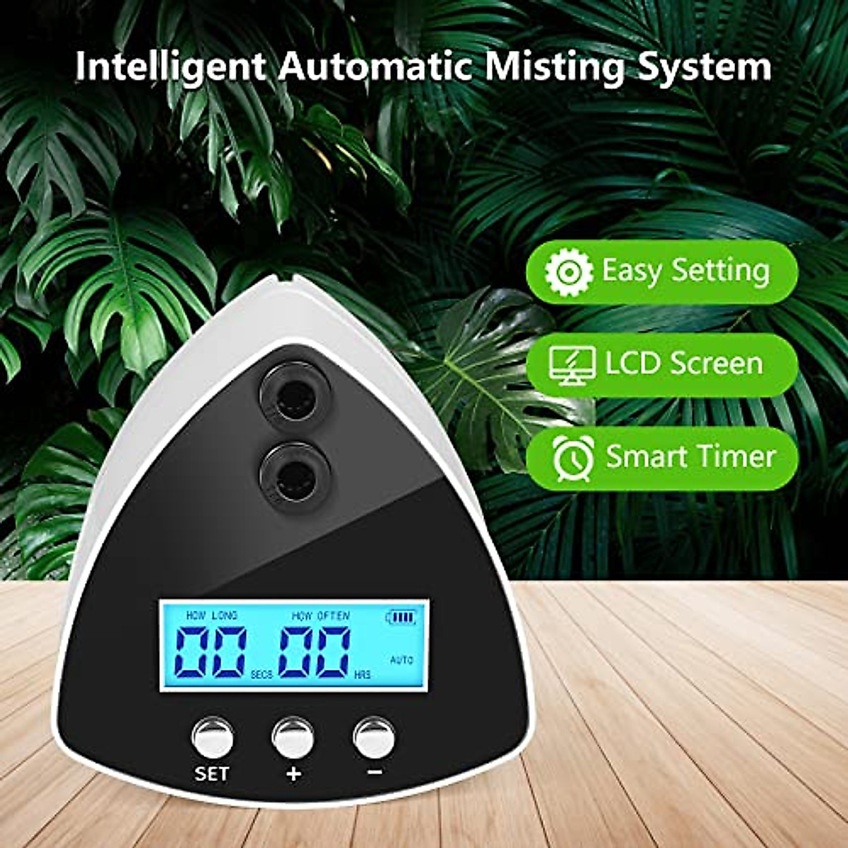 DAOTAILI Reptile Misting System, Automatic Intelligent Reptile Humidifiers with 3 PCS Spray Nozzles, LCD Reptile fogger with Smart Timing Rainforest.This is Rainforest Device, Not A Sprayer