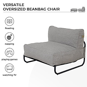 Grand patio 3FT Bean Bag Chair with Ottoman, Oversized Cloud Memory Foam Furniture Beanbag with E-Coated Steel Frame Olefin Removable Cover for Outdoor & Indoor (40"/Grey)