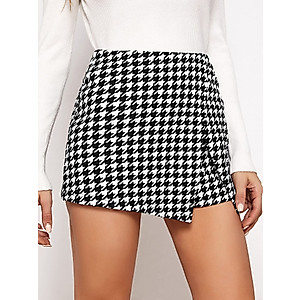 Milumia Women's Asymmetrical Wrap Skirts High Waisted Slit Hem Skort Shorts Black and White