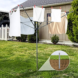 STO STO Umbrella Clothesline for Laundry, 4-Arm 12 Lines with 164 Feet Drying Space, Steel Frame, Adjustable Height, Outdoor Umbrella Rotary Drying Rack, Collapsible Clothes Drying Rack for Backyard