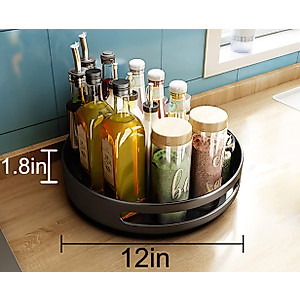 BULTIWEUD 1 Tier Lazy Susan Turntable Spice Rack Organizer Food Storage Container for Kitchen Cabinet, Spinning Organizer for Spices,Condiments,Black