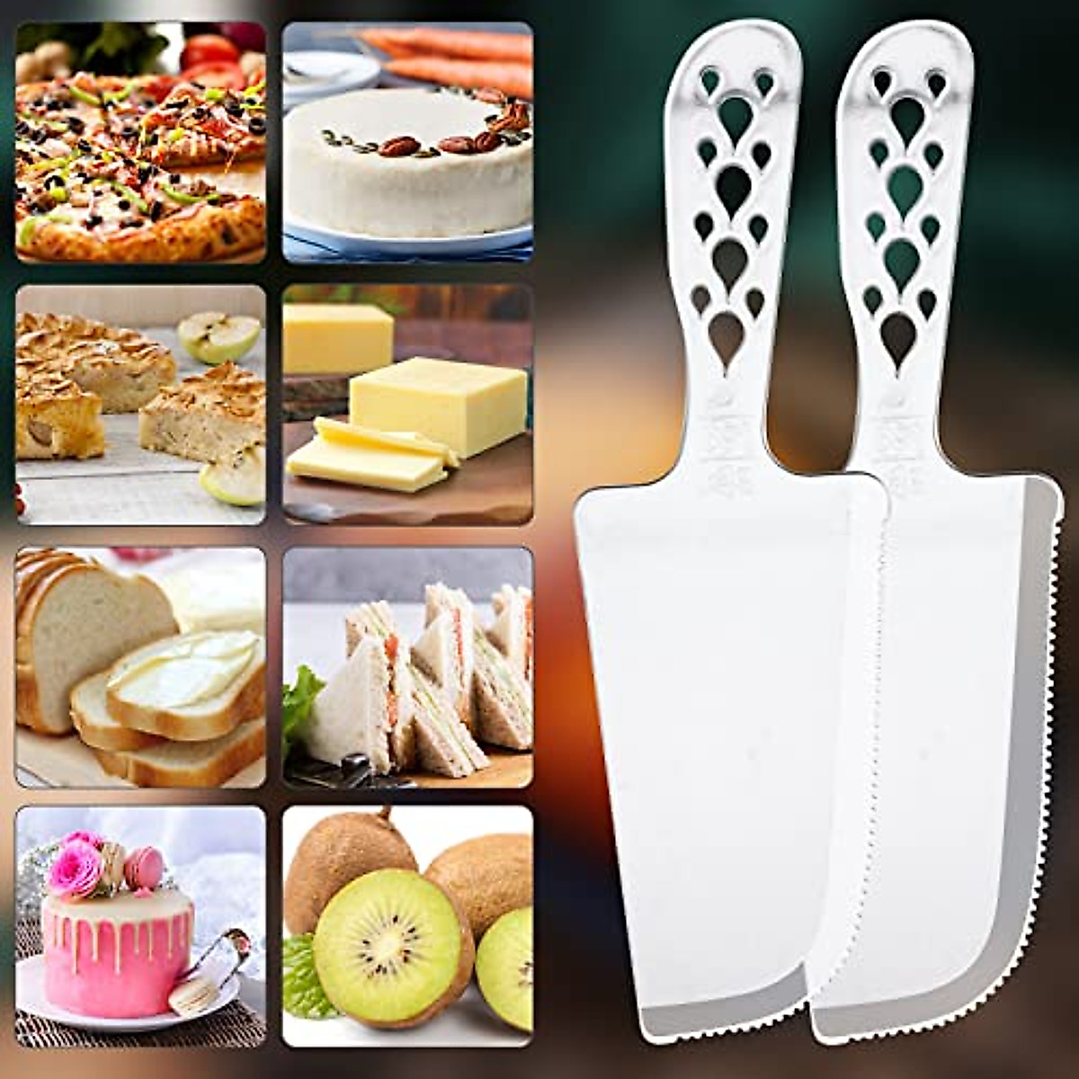 50 PCS Disposable Plastic Cake Cutter and Server Clear Cake Plastic Server Cutter Plastic Cake Server Cutting for Pie Tart Cake Dessert Pizza Pastry, Baking Cutter Holder Transfer for Kitchen Wedding