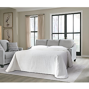 Signature Design by Ashley Adlai Casual 2-in-1 Queen Sofa Sleeper with Folding Memory Foam Mattress and 2 Toss Pillows, Light Gray