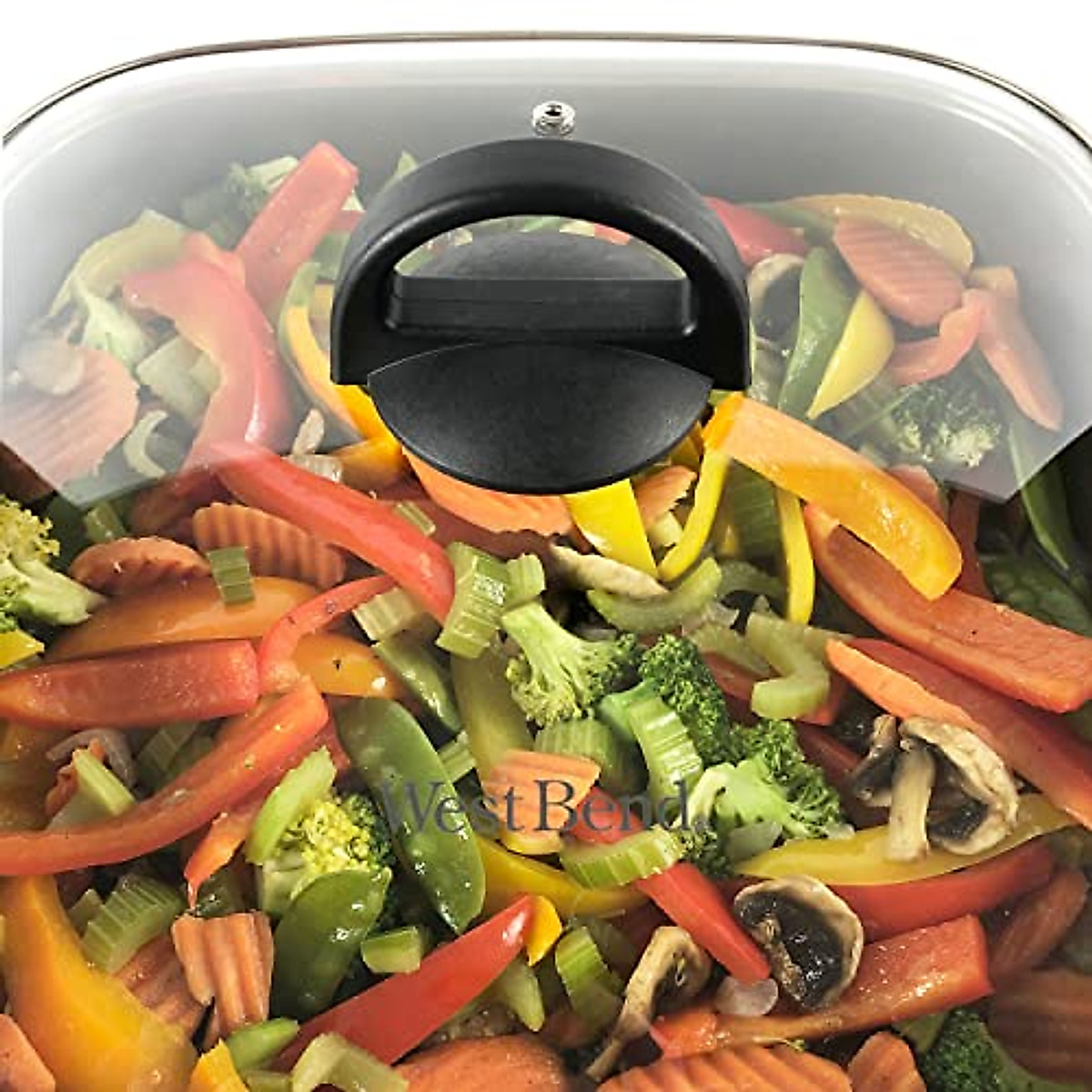 West Bend Electric Skillet, Family-Sized 3-Inch Deep with Diamond Shield Scratch-Resistant Non-Stick Finish, 12-Inch, Gray