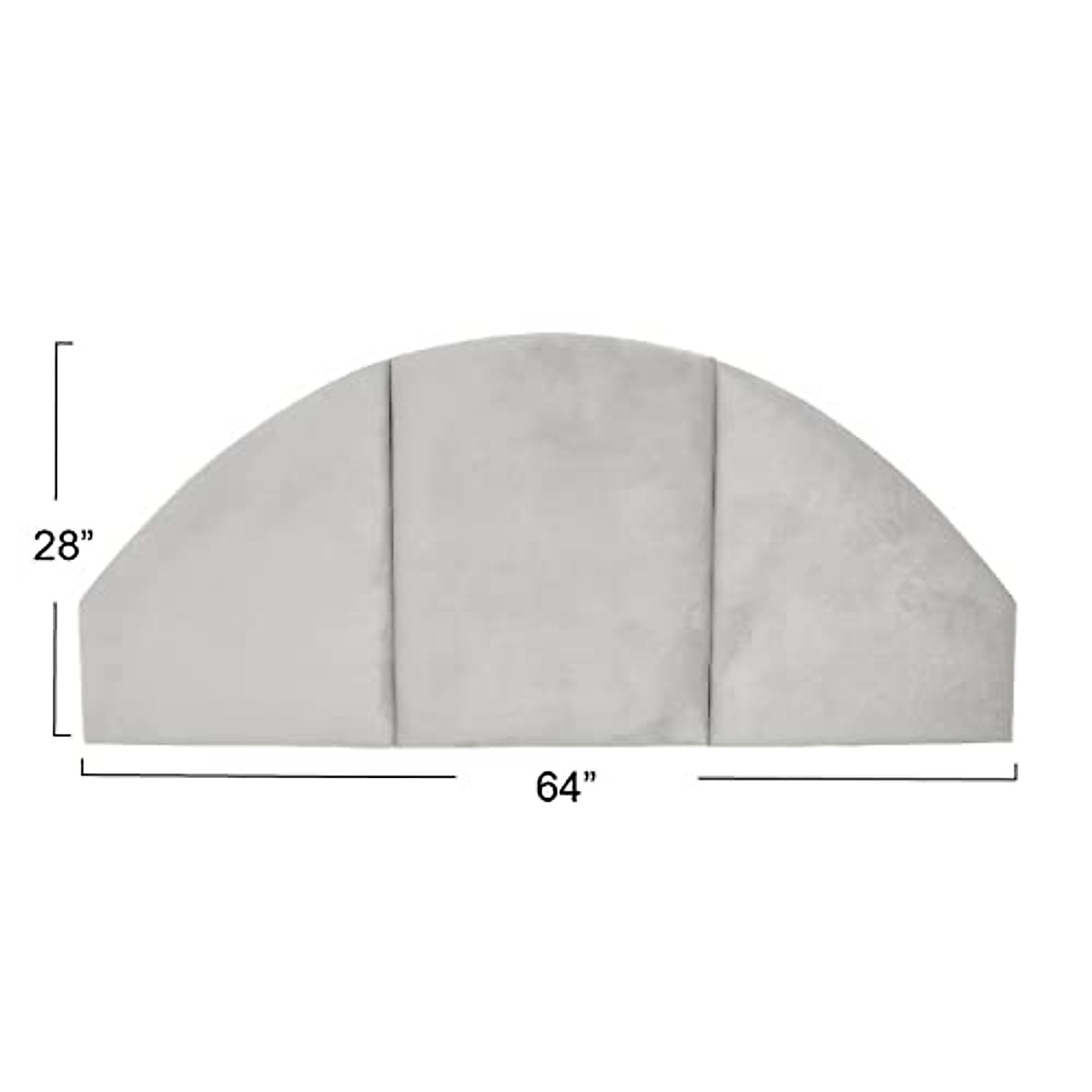 Main + Mesa NoSom Upholstered Velvet Sound Reducing Panel Arched Headboard, Grey, Queen