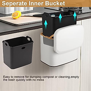 Anzoymx Hanging Stainless Steel Compost Bin 1.05 Gallon Wall Mounted Trash Can with Lid,Kitchen Cabinet Door Under Sink Small Garbage Can for Counter Top Cupboard Bathroom(1.05 Gallon,White)