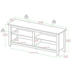 Walker Edison Wren Classic 4 Cubby TV Stand for TVs up to 65 Inches, 58 Inch, Brown